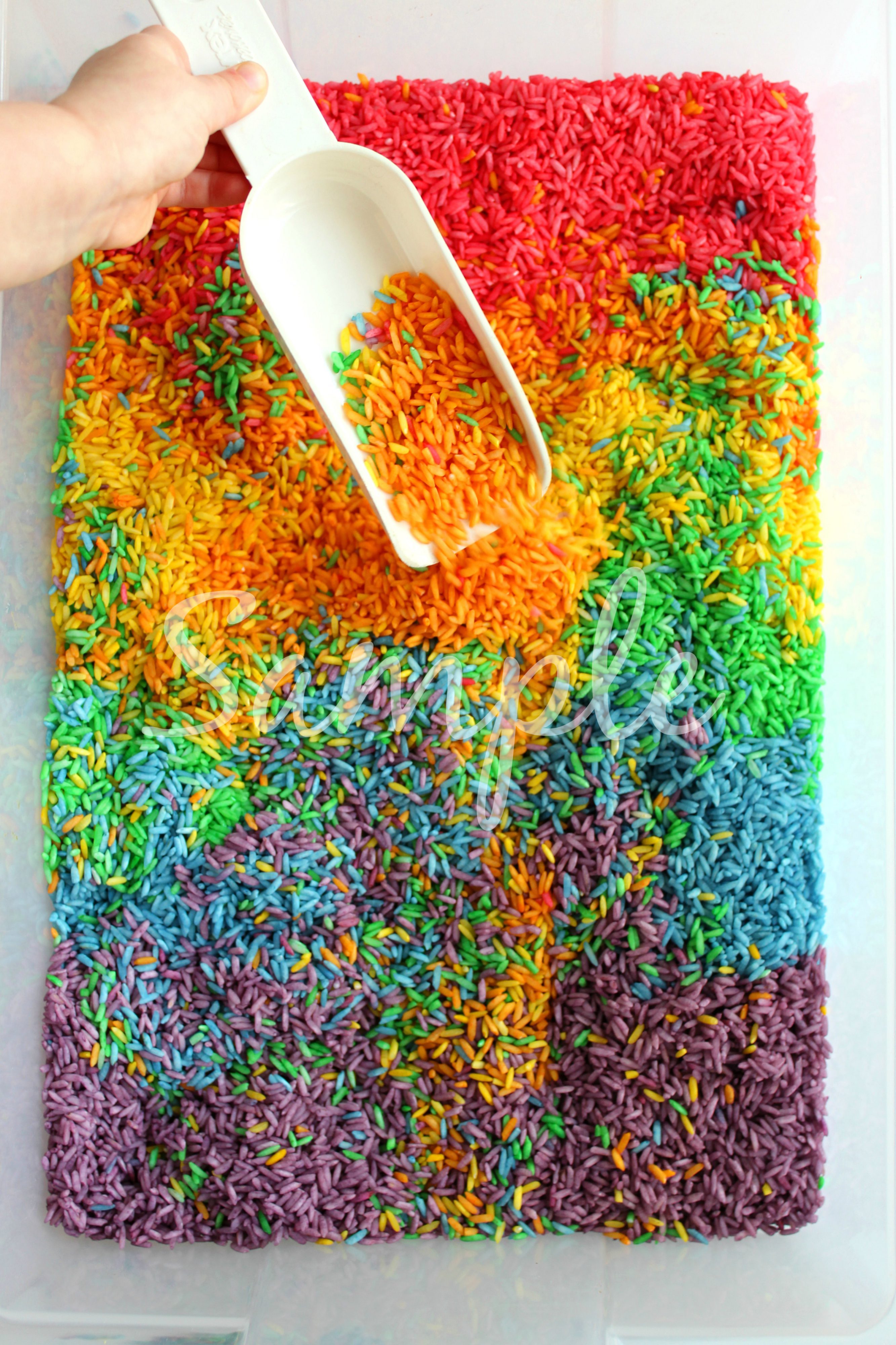 Rainbow Rice Sensory Bin 1 - Livingston Creative